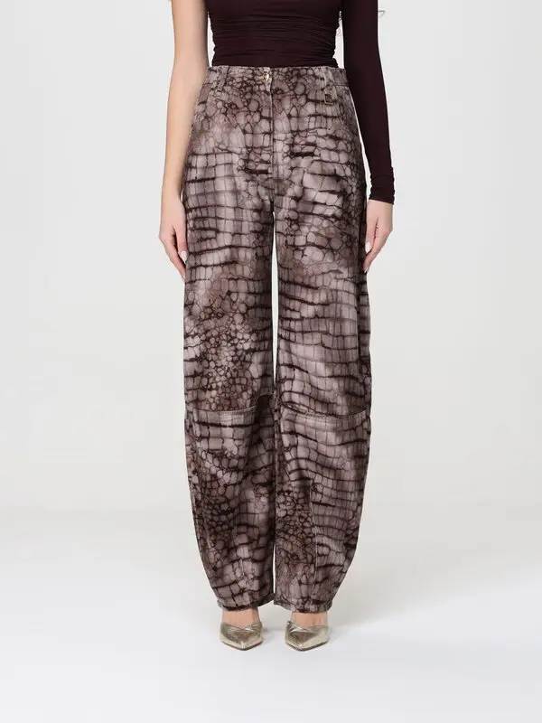 Elisabetta Franchi Cotton Drill Crocodile Print Jeans