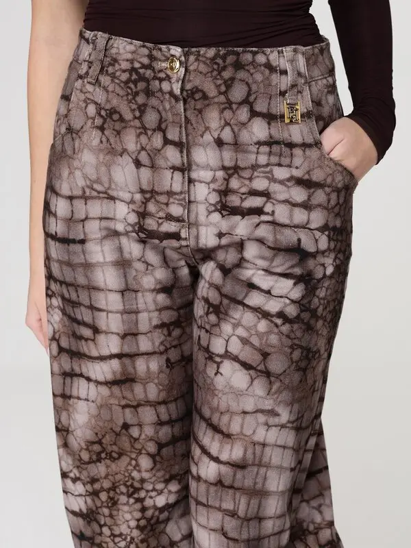 Elisabetta Franchi Cotton Drill Crocodile Print Jeans
