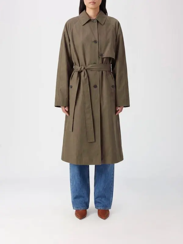Calvin Klein Long Single-breasted Cotton Trench Coat With Tie Belt