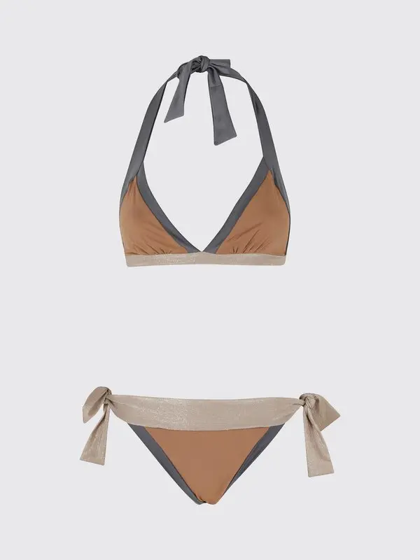 IV.AM Libby Triangle Bikini With Two-tone Striped Pattern And Tie Fastening