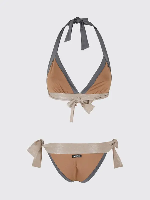 IV.AM Libby Triangle Bikini With Two-tone Striped Pattern And Tie Fastening