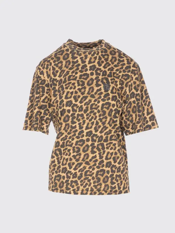 ANINE BING Animal Print Cotton T-shirt