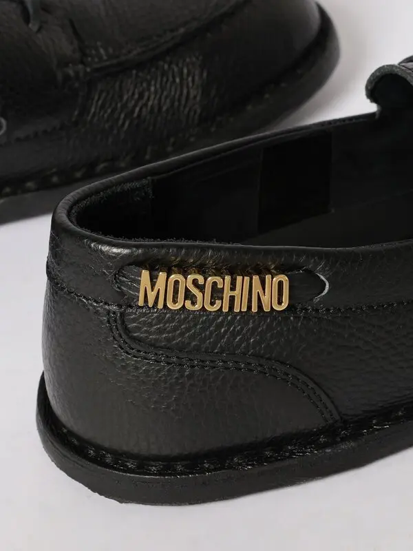Moschino Grain Leather Boat Loafers