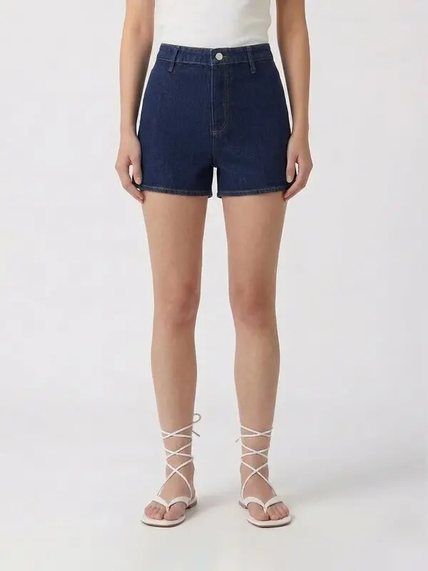 7 For All Mankind Denim High-waisted Slim-fit Shorts - Blue