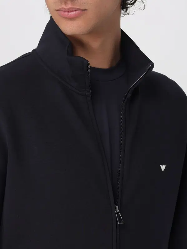 Emporio Armani Cotton Blend Zip-up Sweatshirt - Blue