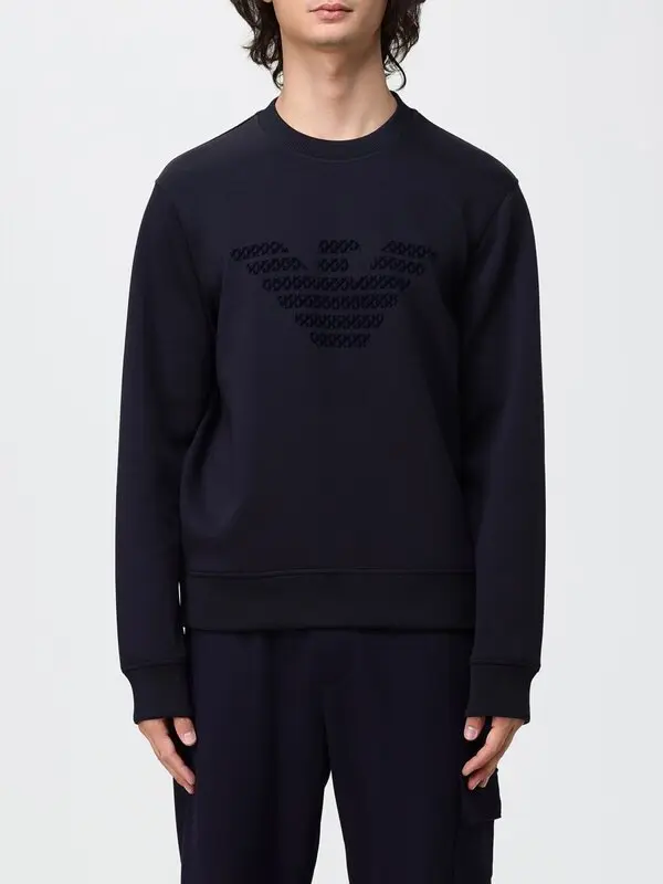 Emporio Armani Cotton Blend Zip-up Sweatshirt - Navy