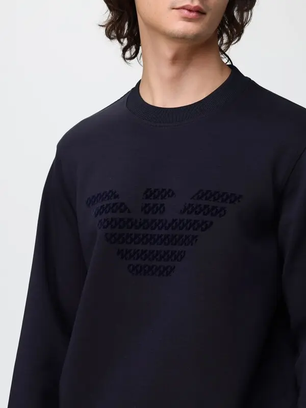 Emporio Armani Cotton Blend Zip-up Sweatshirt - Navy