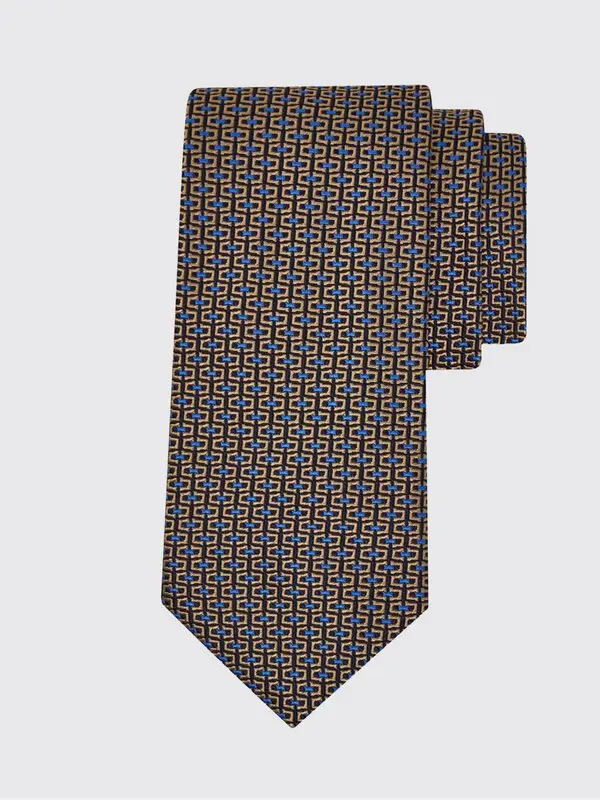 FERRAGAMO Pure Silk Tie With Abstract Geometric Print