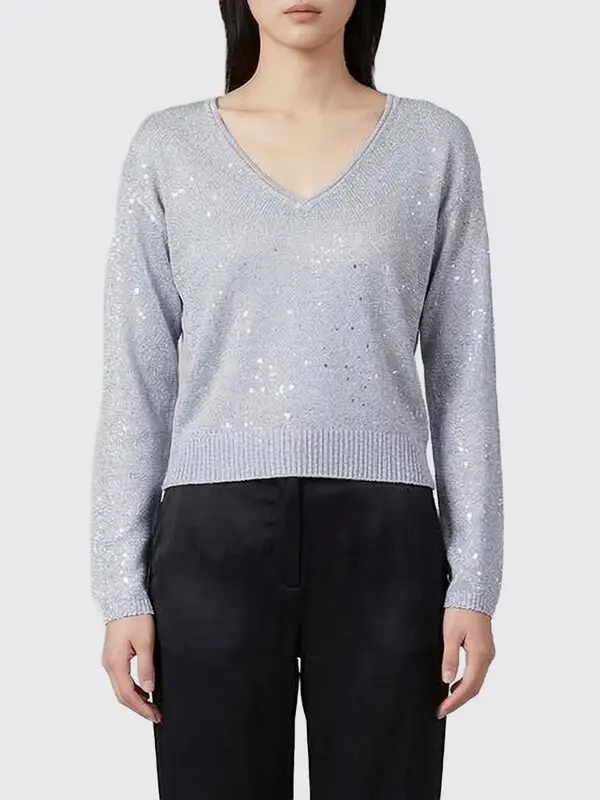 Patrizia Pepe Sequin Embellished V-neck Pullover