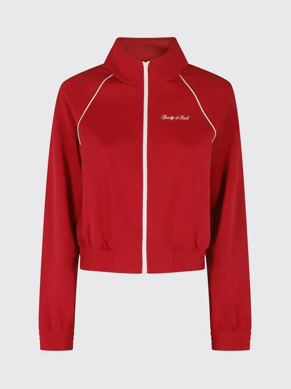 SPORTY & RICH Cropped Technical Fabric High-neck Zip Sweatshirt