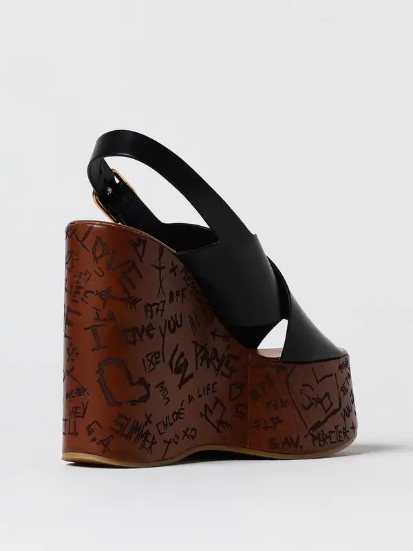 Chloé Maxime Wedge Sandals In Smooth Calfskin Leather