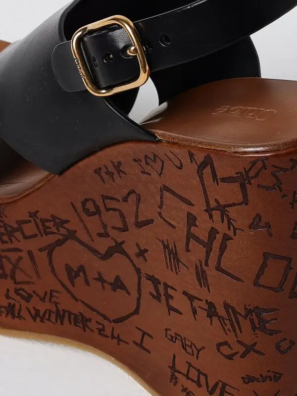 Chloé Maxime Wedge Sandals In Smooth Calfskin Leather
