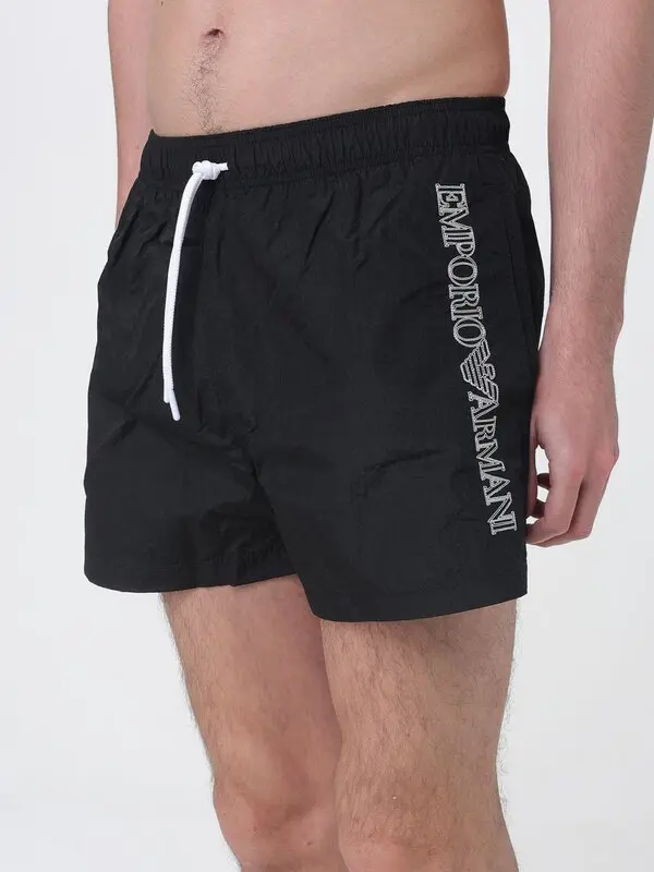 Emporio Armani Nylon Boxer Swimsuit With Logo - Black