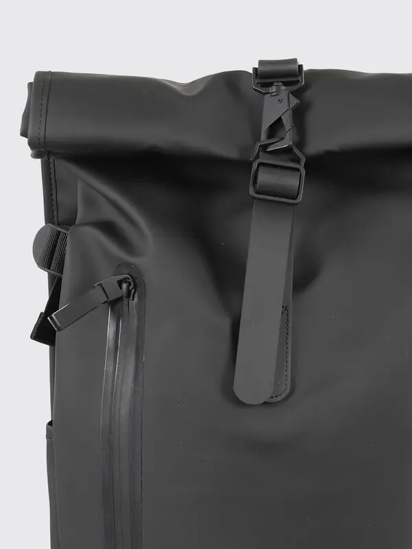 Rains Rolltop Rucksack Waterproof Backpack With Carabiner Closure - Black