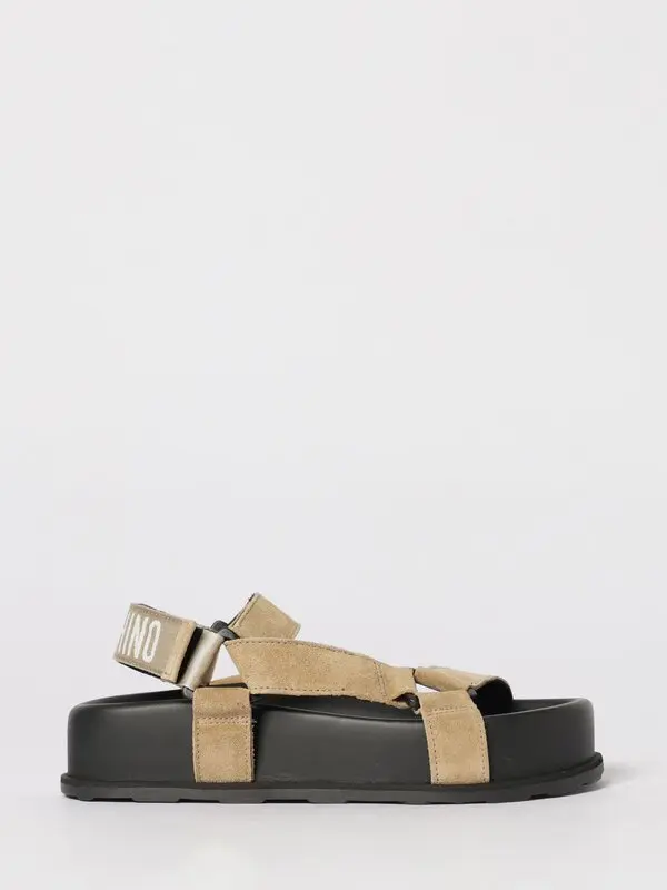 Moschino Suede And Nylon Sandal - Beige