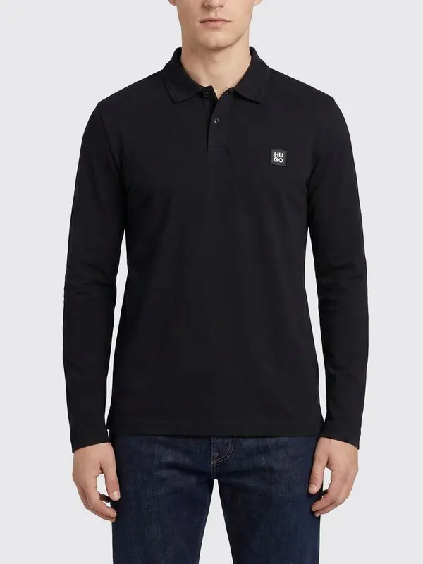 Hugo Stretch Cotton Polo Shirt - Black