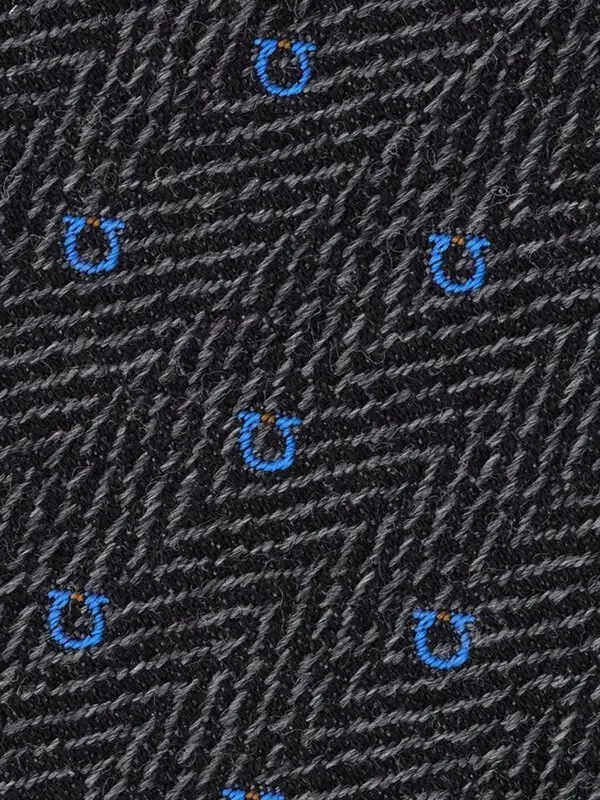 FERRAGAMO Gancini Silk And Wool Tie With Chevron Monogram Pattern
