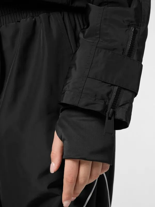 PLEIN SPORT Hooded Stretch Nylon Windbreaker - Black