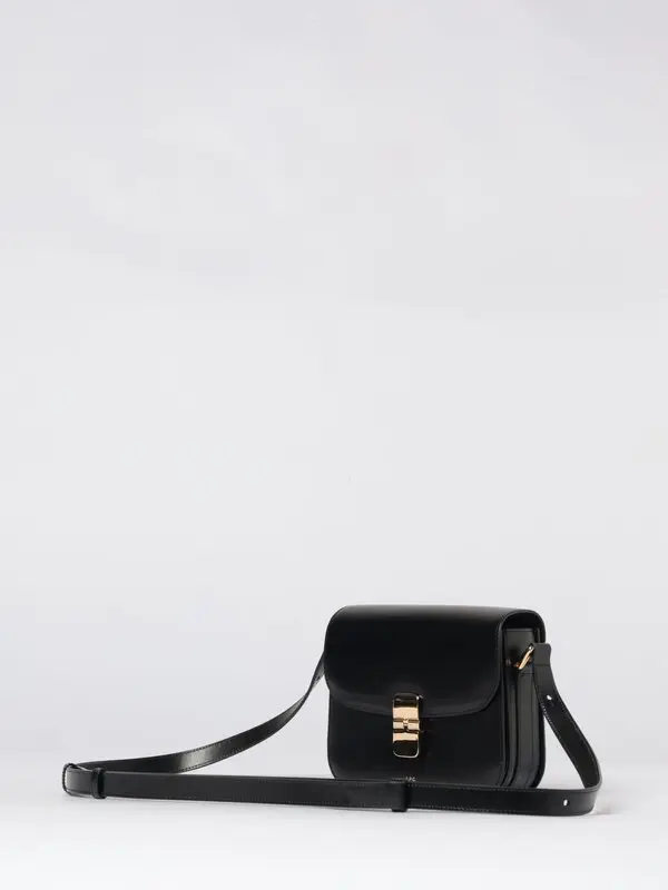 A.p.c. Grace Smooth Leather Crossbody Bag With Buckle - Black