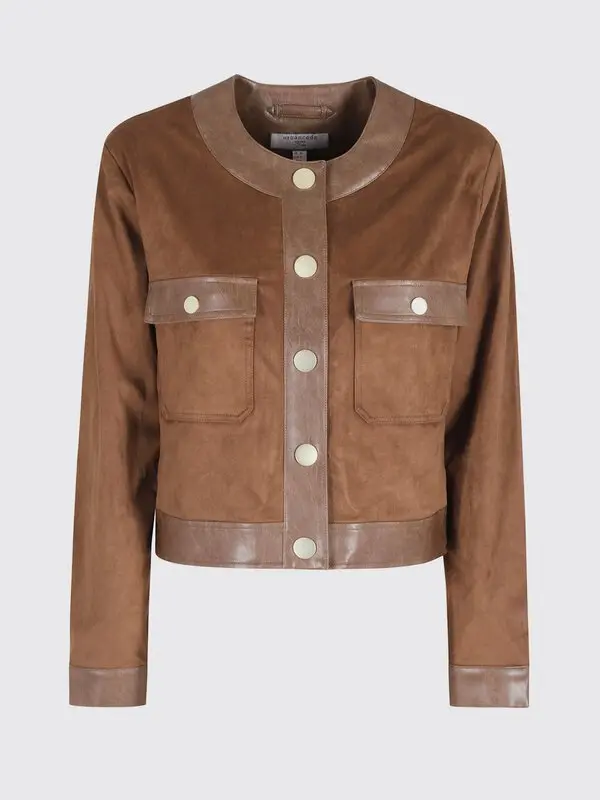 URBANCODE Short Faux Suede Jacket With Crew Neck And Belt