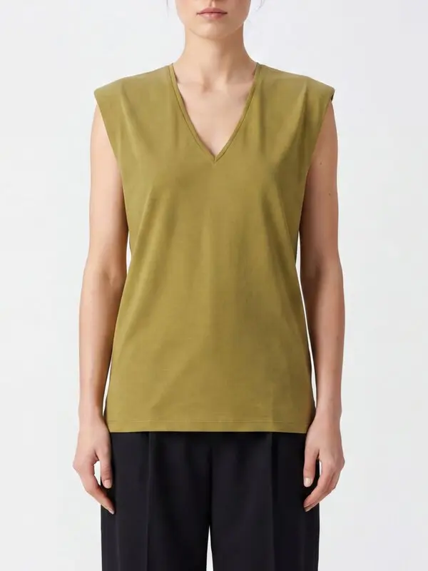 TELA Sami Sleeveless V-neck Cotton Top - Green