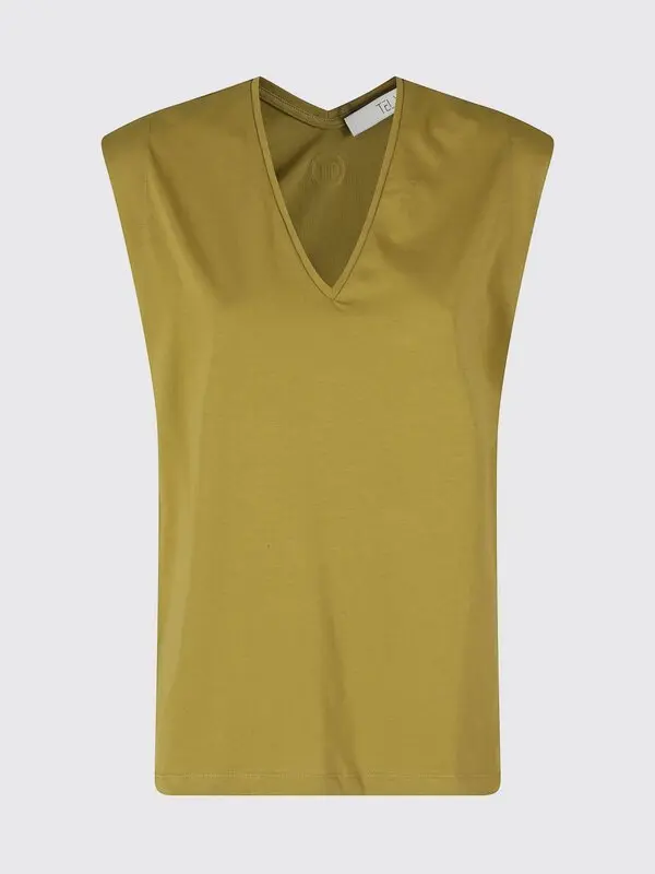 TELA Sami Sleeveless V-neck Cotton Top - Green