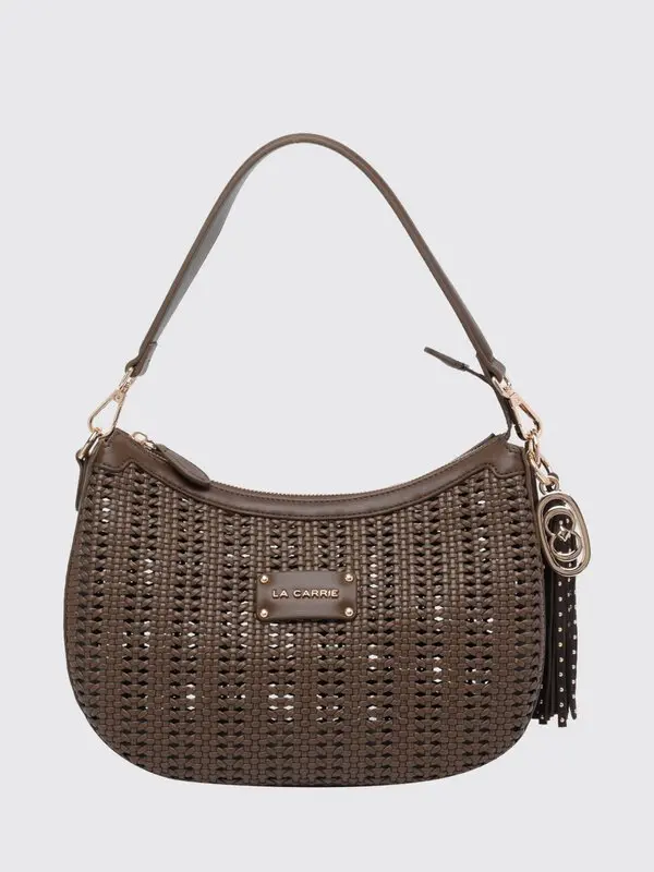 LA CARRIE Woven Shoulder Bag With Tassels And Removable Pouch