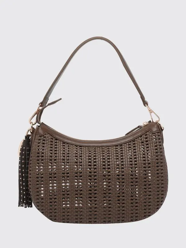 LA CARRIE Woven Shoulder Bag With Tassels And Removable Pouch