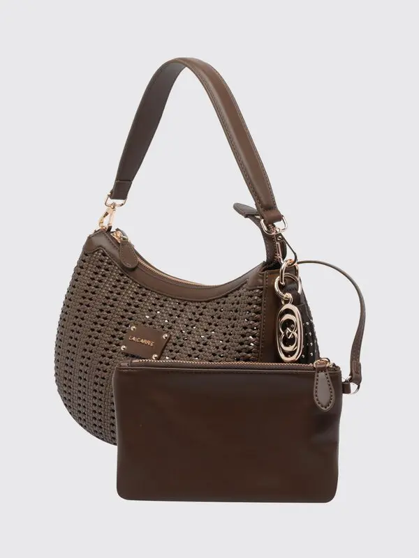 LA CARRIE Woven Shoulder Bag With Tassels And Removable Pouch