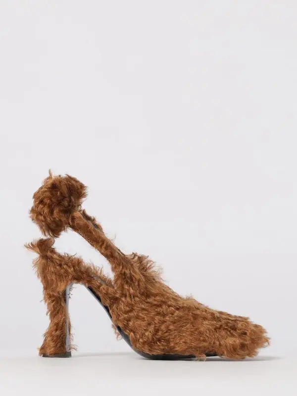 Moschino Mohair Slingback Pumps - Coffee