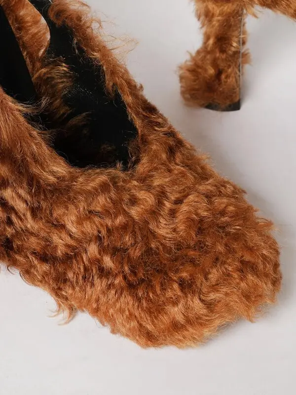 Moschino Mohair Slingback Pumps - Coffee