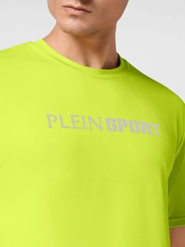 PLEIN SPORT Cotton T-shirt With Printed Logo - Yellow