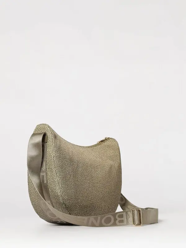 Borbonese Luna Middle Bag In Op Print Nylon - Sand