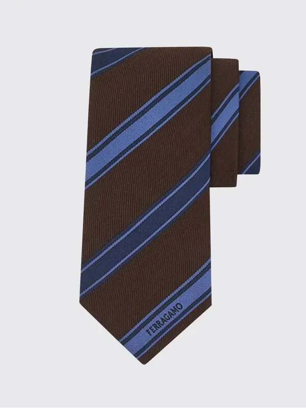 FERRAGAMO Classic Silk Tie With A Two-tone Stripe Jacquard