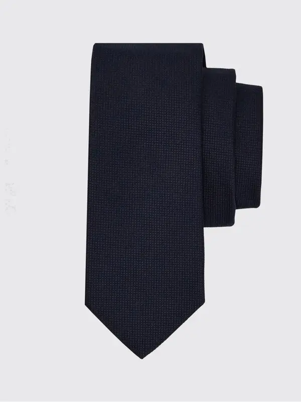 FERRAGAMO Checkered Pure Silk Tie With Jacquard Weave