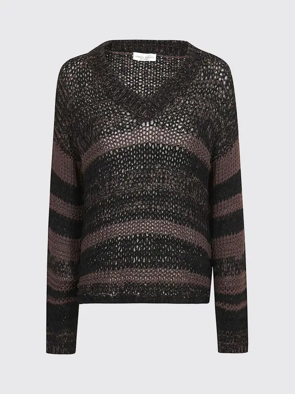 ROBERTO COLLINA Striped Cotton V-neck Sweater