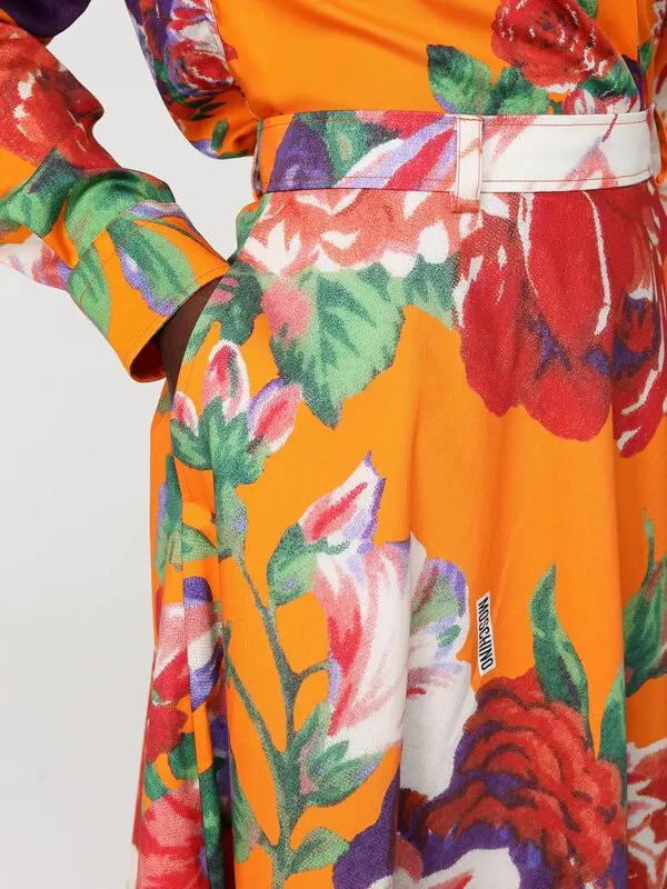 Moschino Floral Midi Skirt - Orange