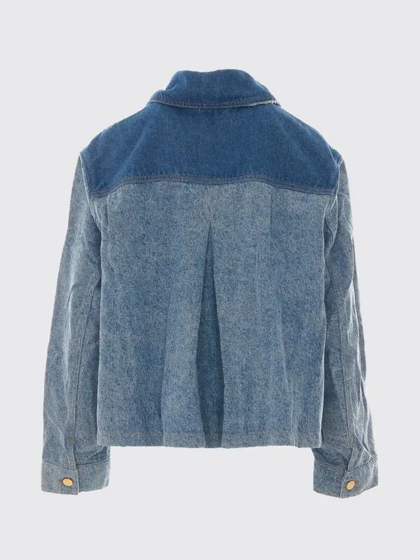 GANNI Cropped Patchwork Denim Jacket In Cotton Denim