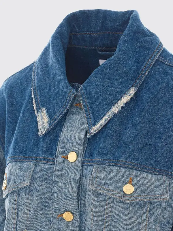 GANNI Cropped Patchwork Denim Jacket In Cotton Denim