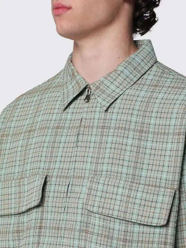 Needles Dobby Grid Check Rayon-blend Overshirt With Flap Pockets