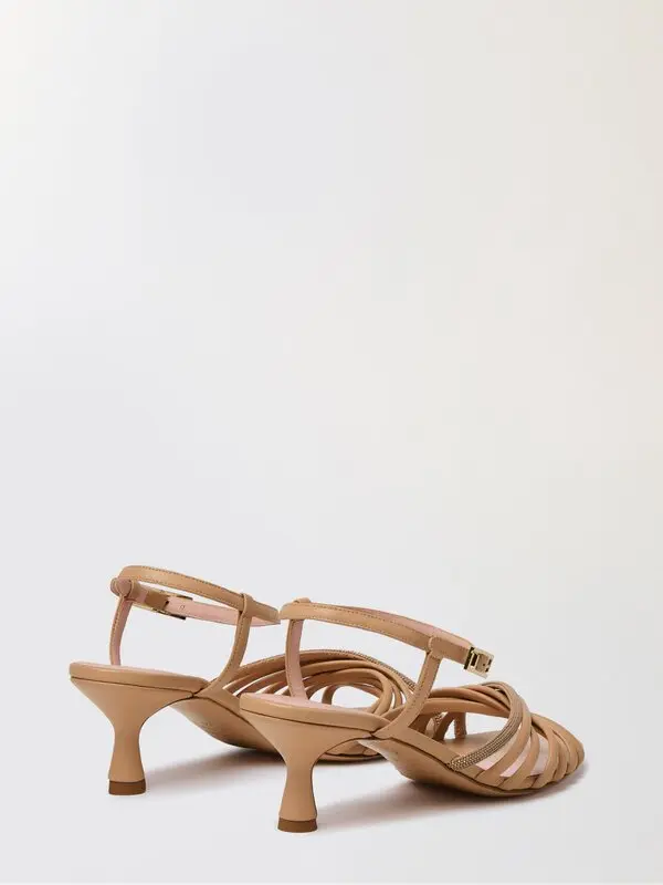 Fabiana Filippi Nappa Leather Mid Heel Sandals With Monile Embellishment