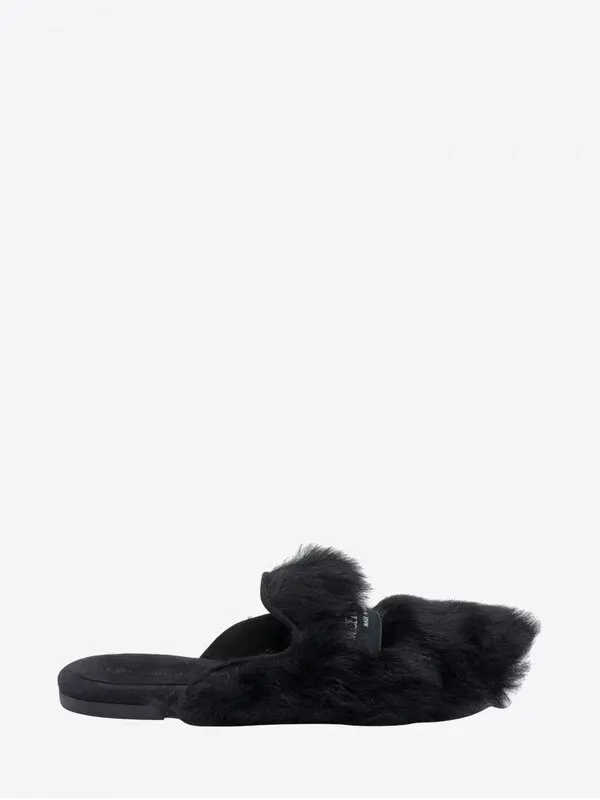 Dolce & Gabbana Shearling Slippers - Black