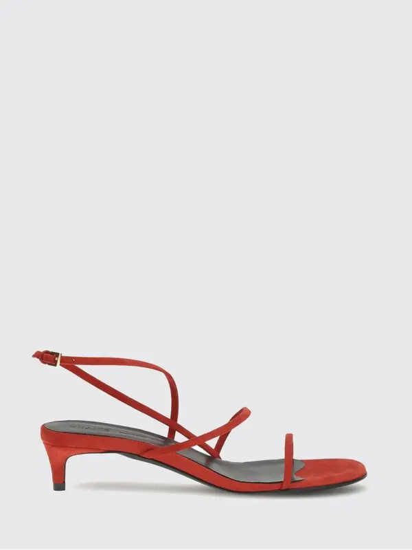 Khaite Suede Slingback Sandals With A Low Stiletto Heel And Open Toe - Red