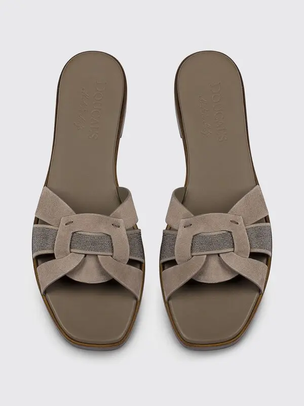 DOUCAL'S Suede Mules With Embellished Ornament