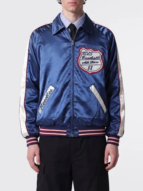 Needles Satin Varsity Bomber Jacket With Embroidered Patches