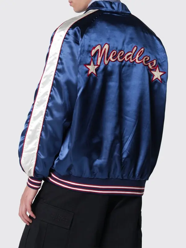Needles Satin Varsity Bomber Jacket With Embroidered Patches