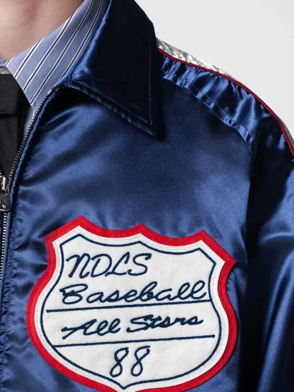 Needles Satin Varsity Bomber Jacket With Embroidered Patches