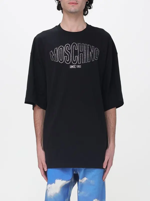 Moschino Cotton T-shirt With Rhinestone Logo