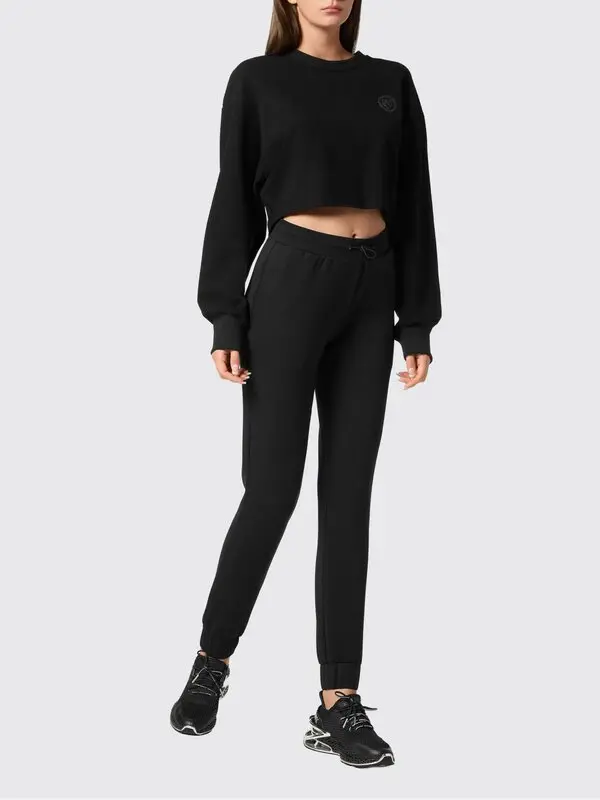 PLEIN SPORT Cotton Cropped Sweatshirt With Logo