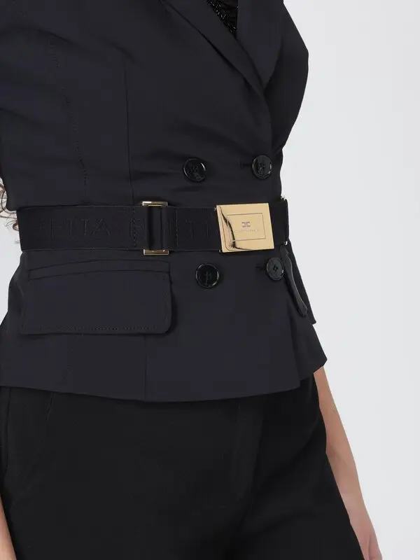 Elisabetta Franchi Double-breasted Blazer With Belt - Black